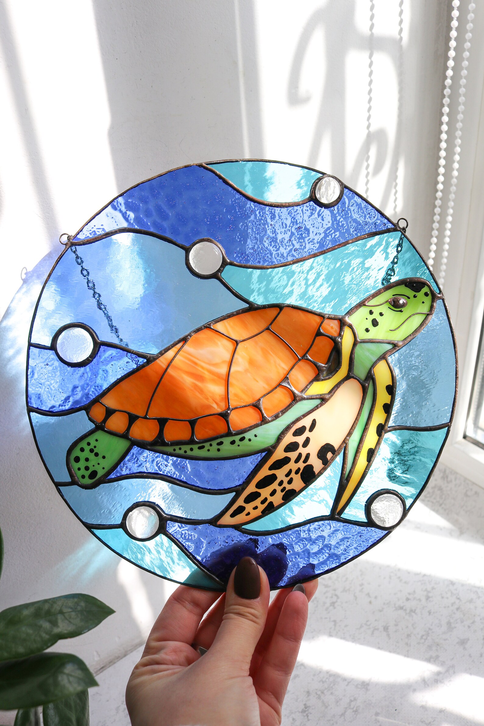 Turtle Suncatcher Stained Glass Decor Home House Window Wall Hangings ...