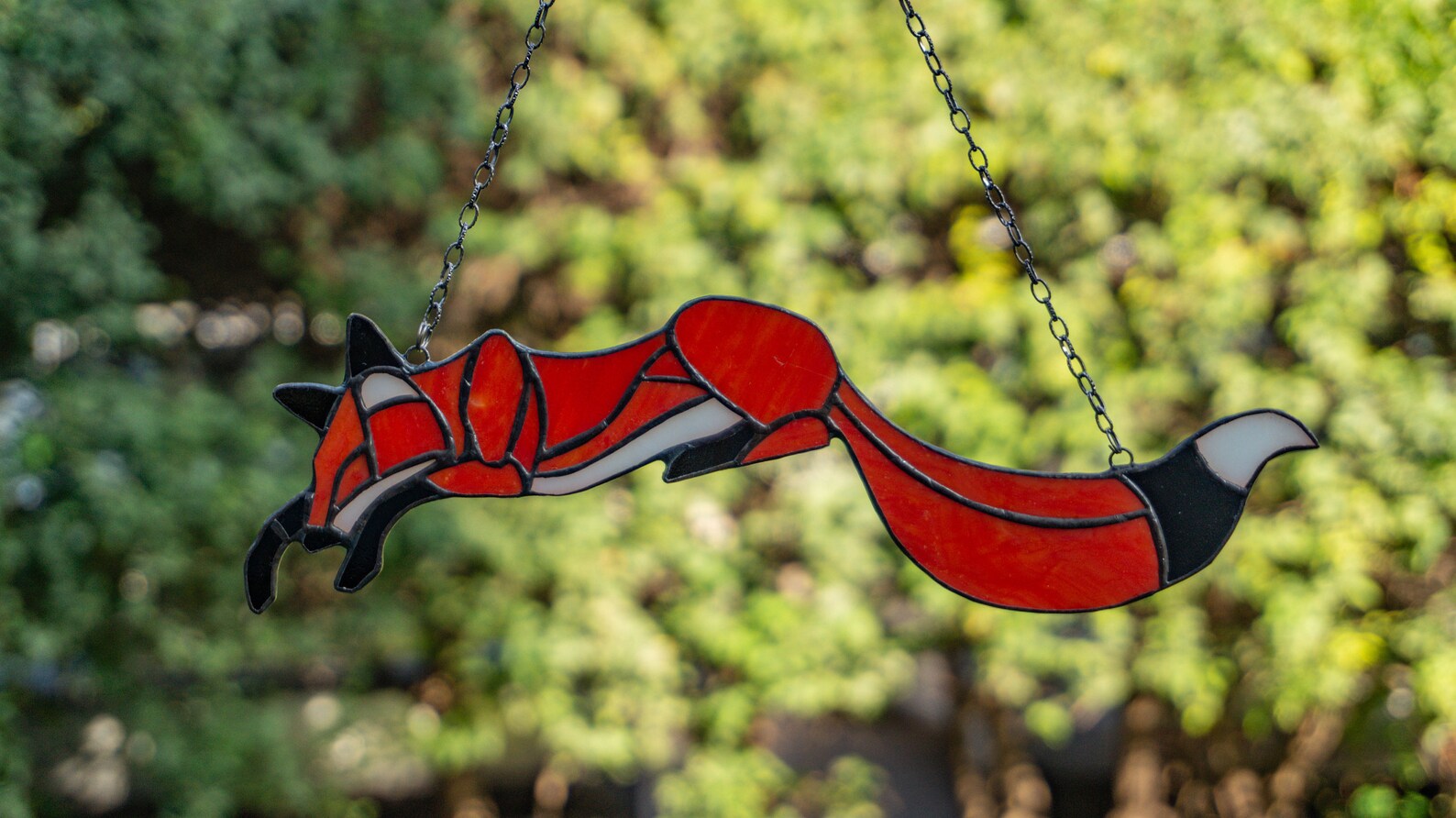 Stained Glass Red Fox Suncatcher Pendant Fathers Gift for - Etsy