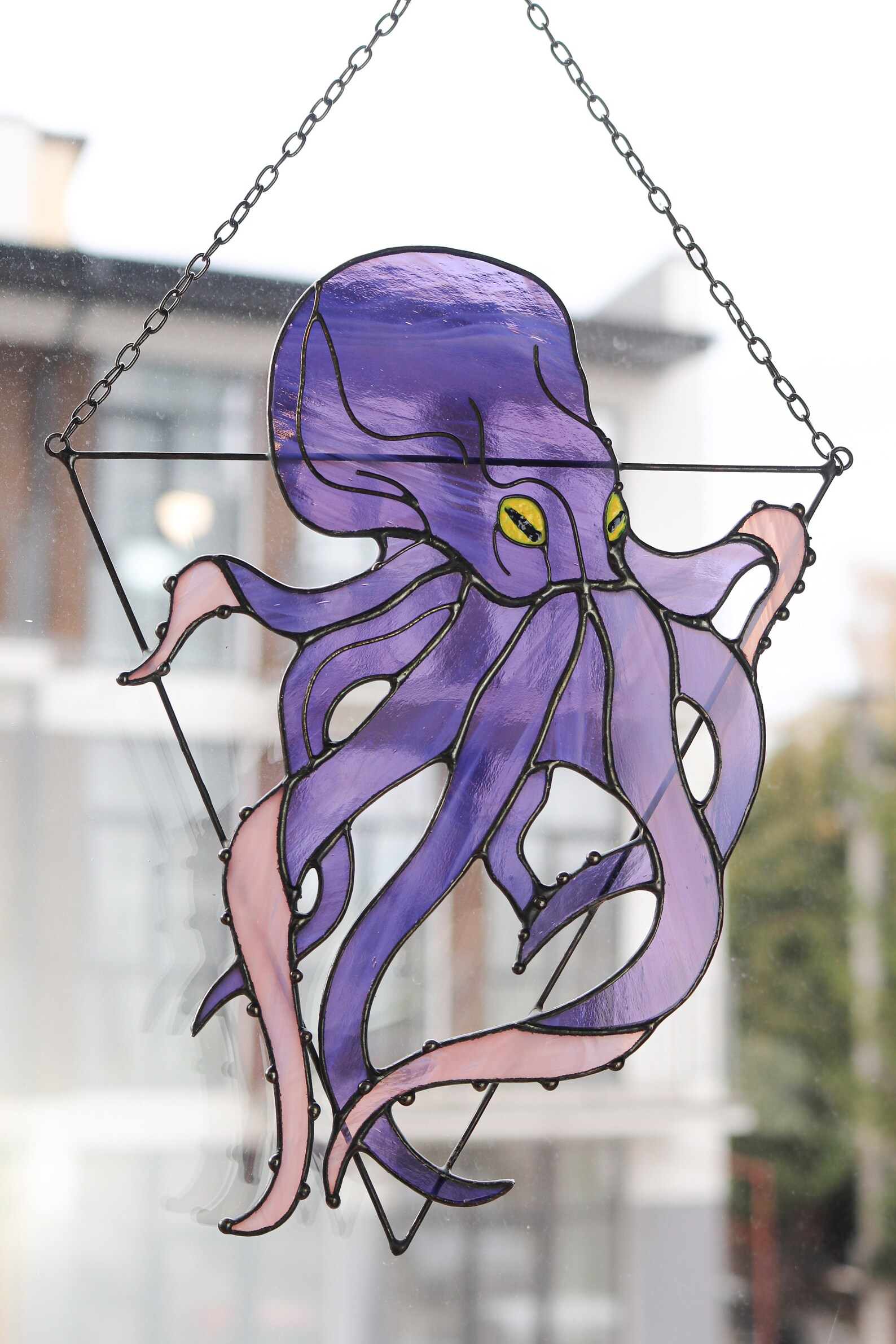 Purple Octopus Stained Glass Suncatcher. House Home Decor. - Etsy Canada