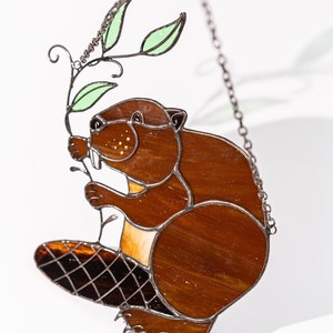 Stain Glass Beaver, Window Hanging Sun Catcher, Castor Wall Glass Art ...