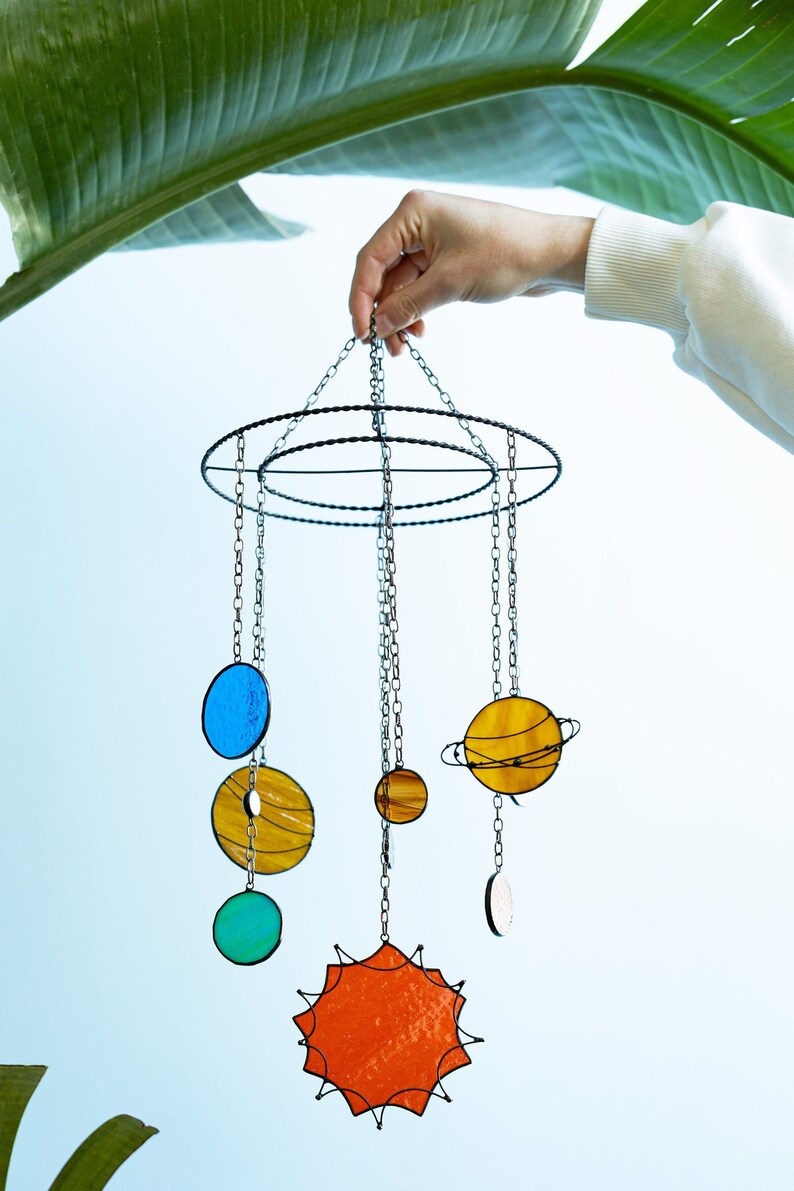 Round Dream Sun Catcher Planets Suncatcher Solar System Stained Glass ...