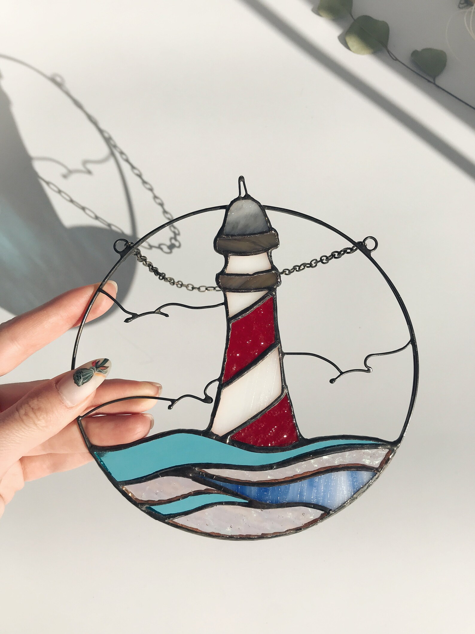 Stained Glass Suncatcher Lighthouse. Window Wall Decoration. - Etsy