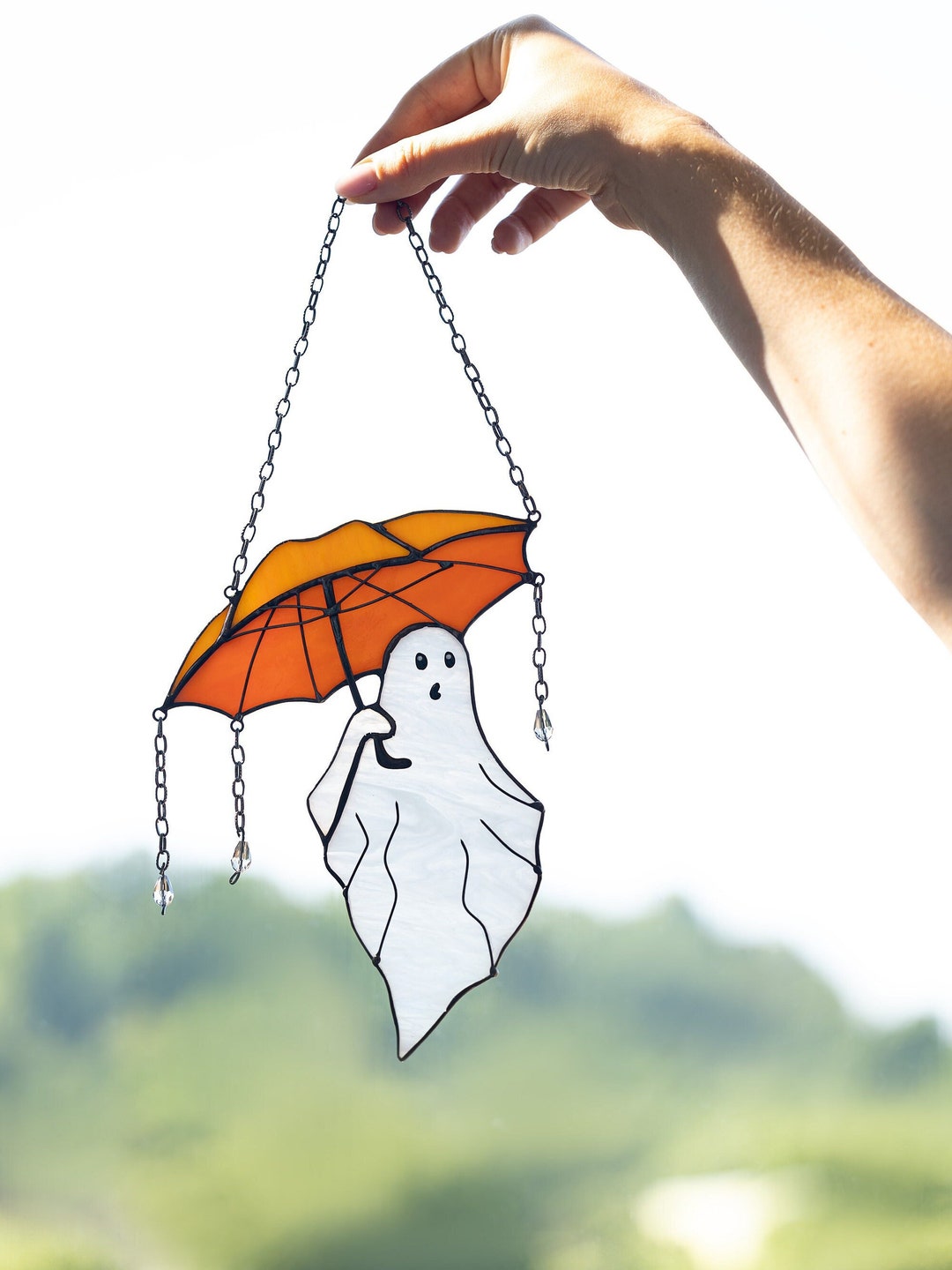 Halloween Stained Glass Ghost Suncatcher Home House Decor Window Wall ...