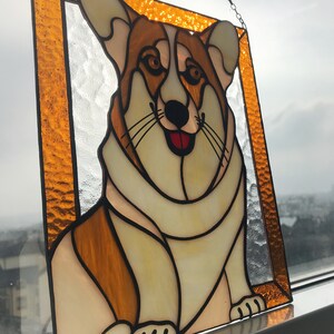 Custom Art Suncatcher Stained Glass Corgi Dog Face Gift Home House ...