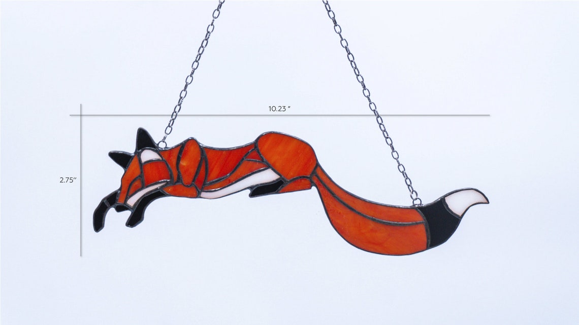 Stained Glass Red Fox Suncatcher Pendant Fathers Gift for - Etsy
