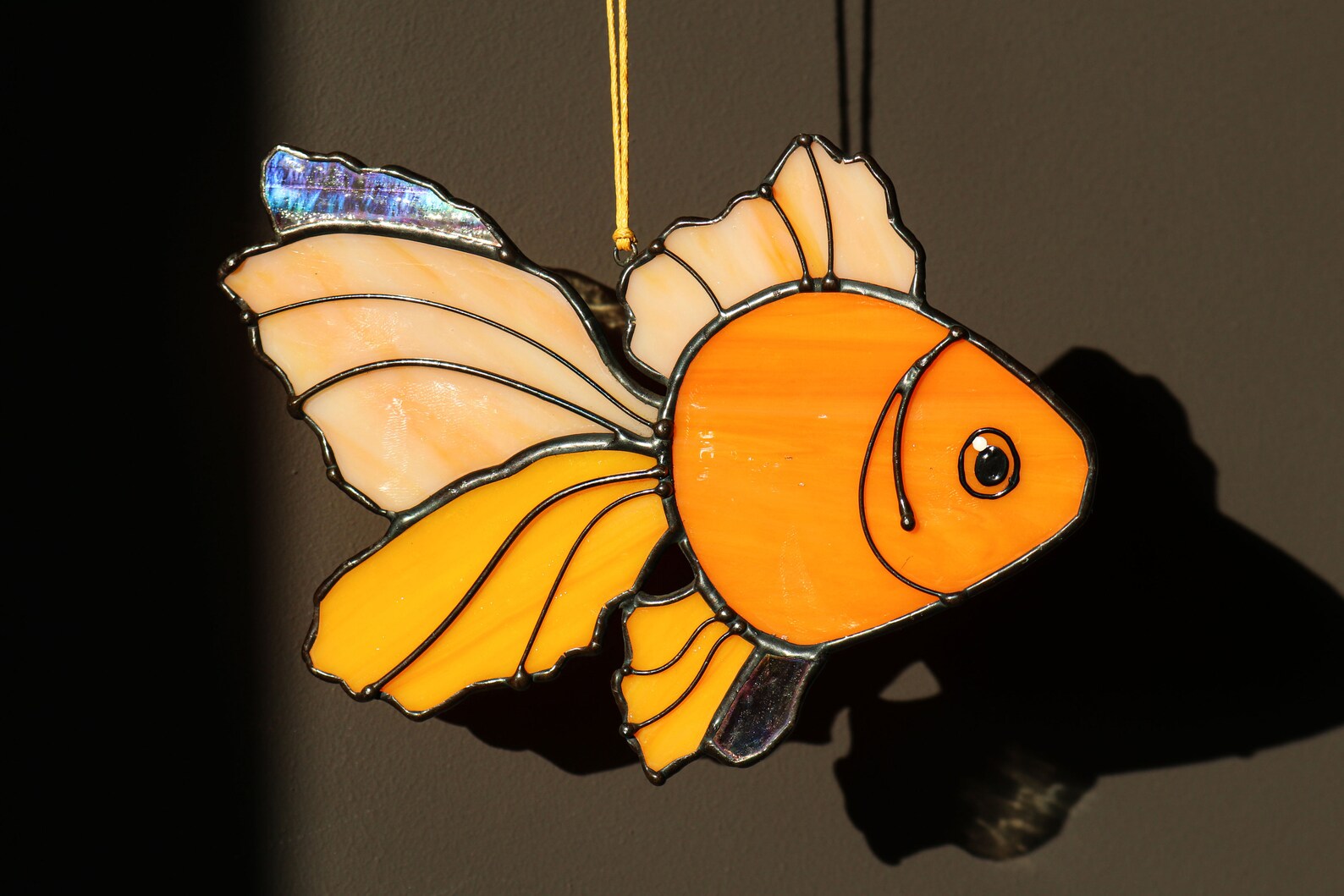 Goldfish Suncatcher Stained Glass Gold Fish Decor Home House - Etsy
