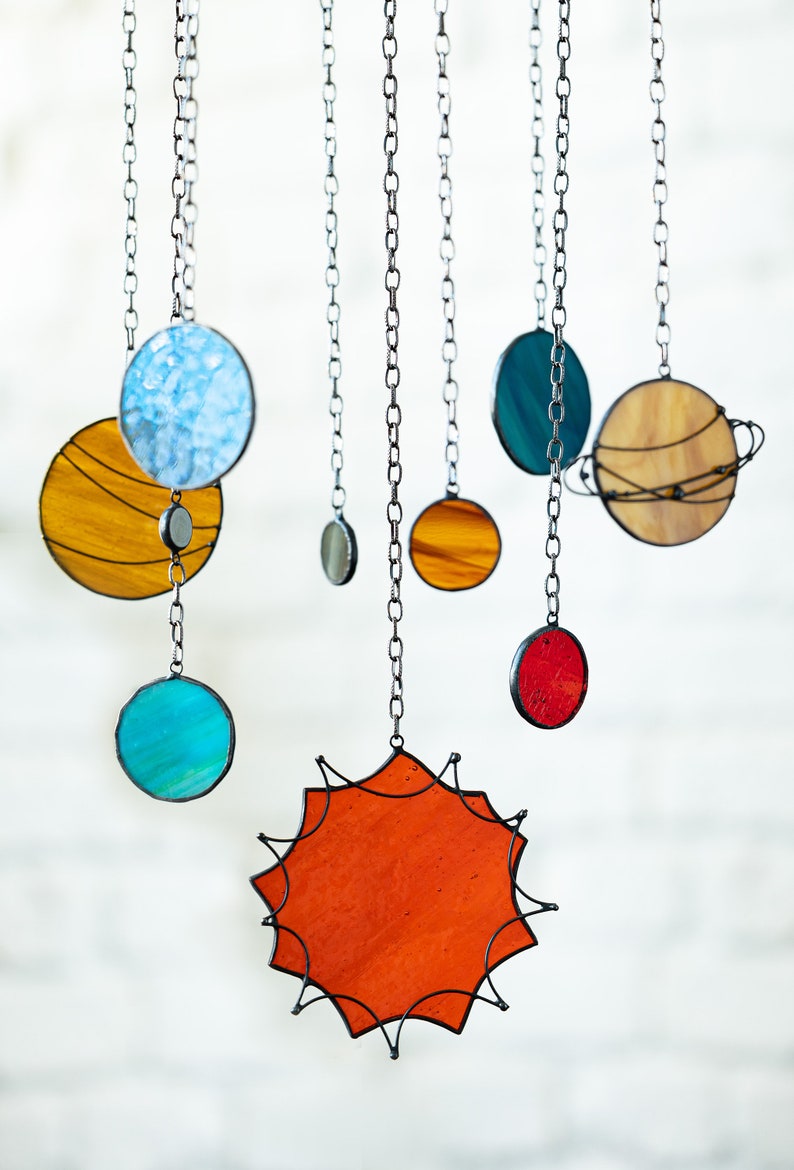 Round Dream Sun Catcher Planets Suncatcher Solar System Stained Glass ...