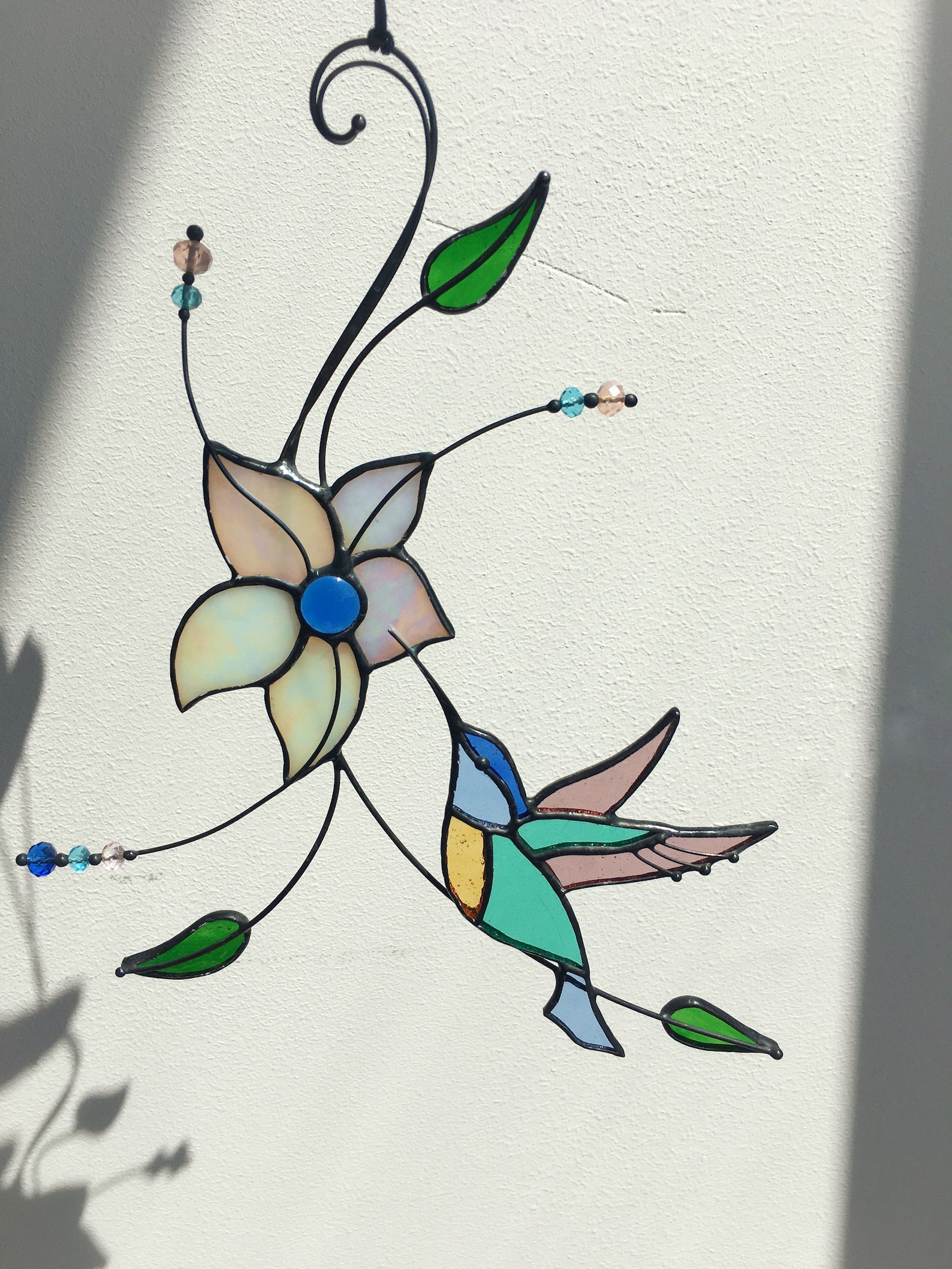 Hummingbird Stained Glass Suncatcher Panel Farmhouse Home | Etsy