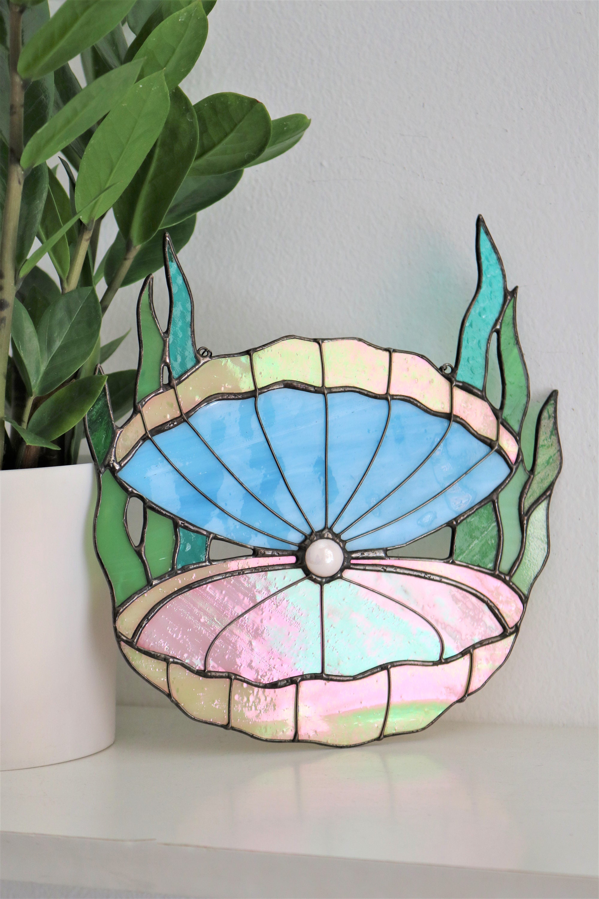 Seashell Suncatcher Shell Scallop Stain Glass Decor Home - Etsy