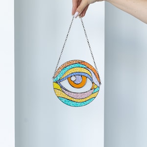Stained Glass Eye Hanging Stained Glass Sun Catcher Modern Suncatcher ...
