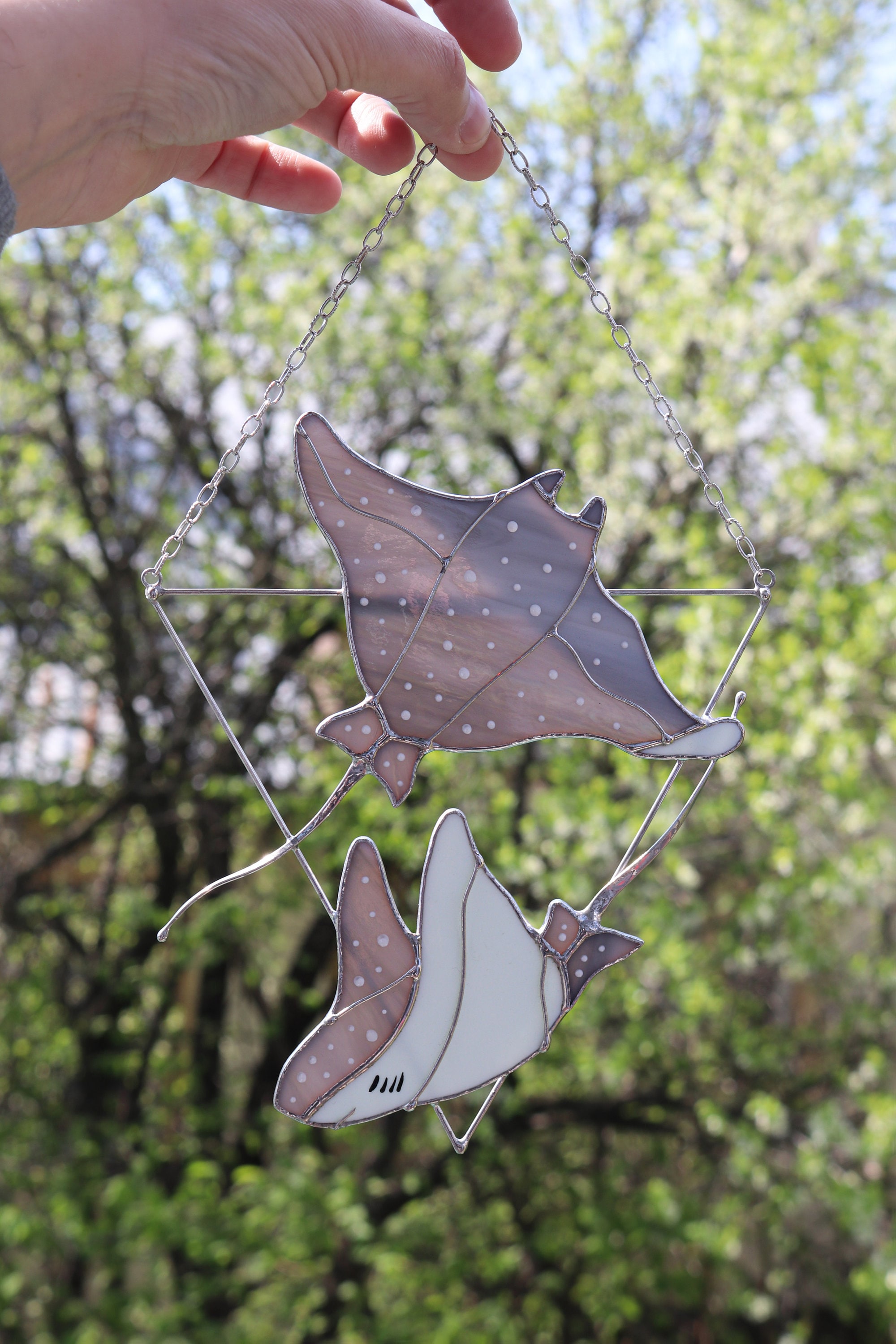 Devil Fish Stained Glass Stingray Manta Ray Suncatcher. Gray - Etsy