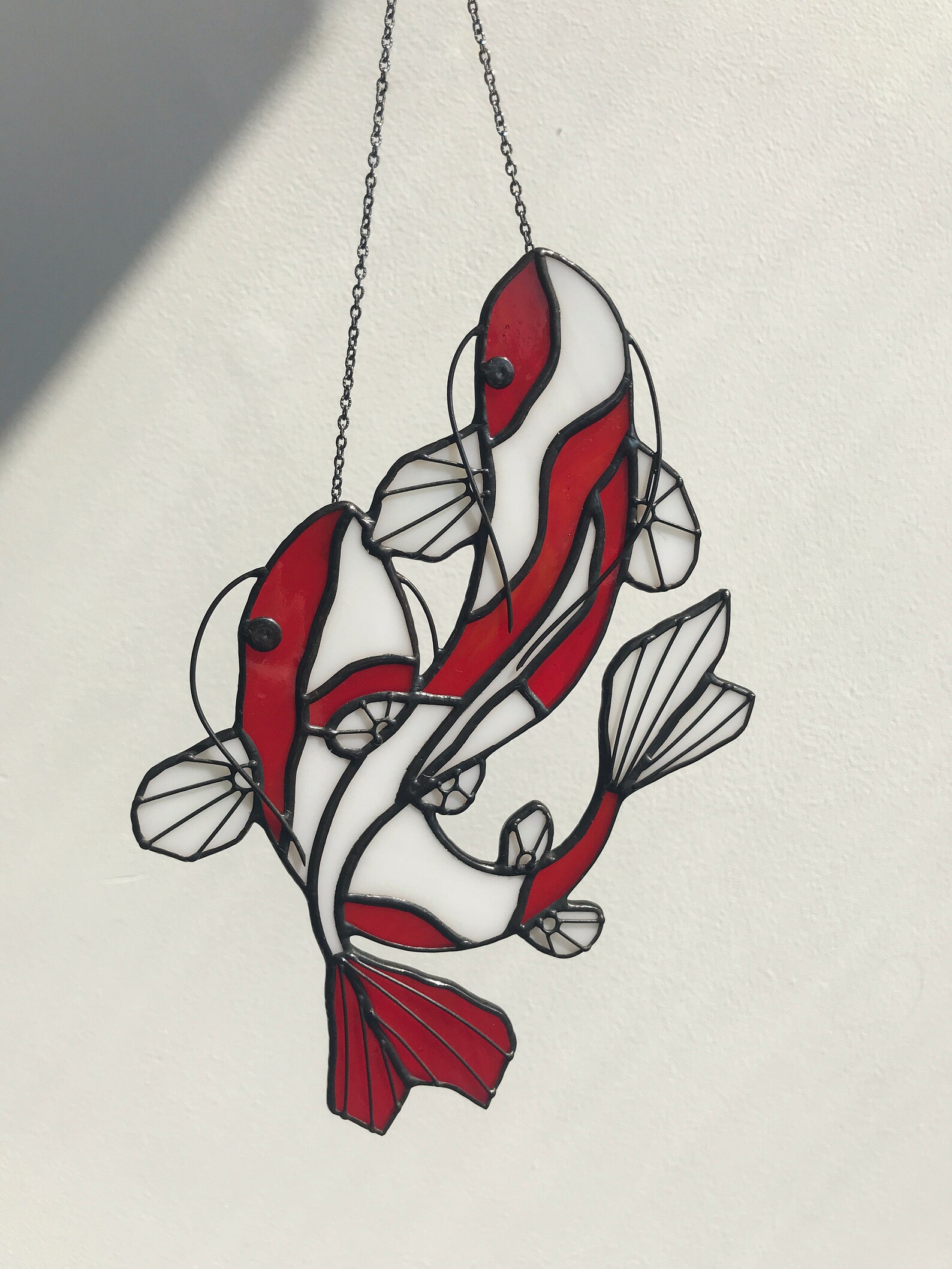 Stained Glass Red Fish Fancy Carp Suncatcher Panel Tiffany - Etsy