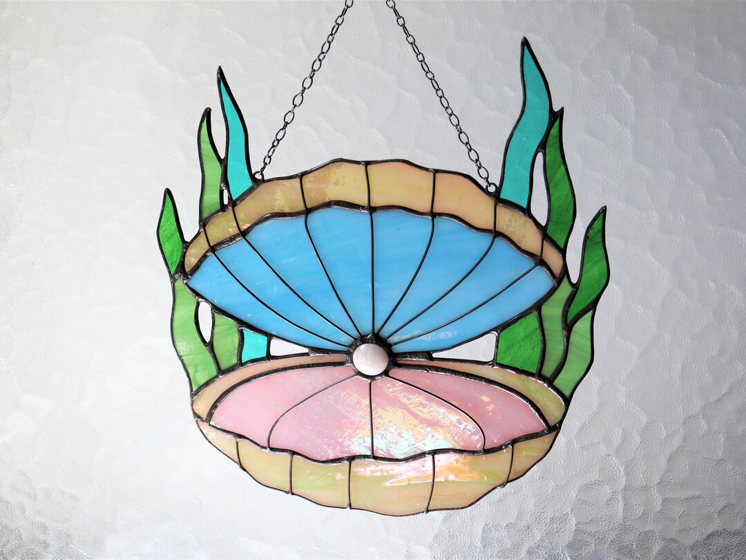 Seashell Suncatcher Shell, Scallop Stain Glass Decor Home House Window ...