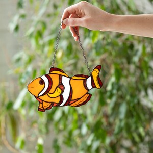 Nemo Suncatcher Stain Glass Fish Decor Orange Home House Window Wall ...