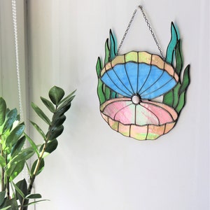 Seashell Suncatcher Shell, Scallop Stain Glass Decor Home House Window ...
