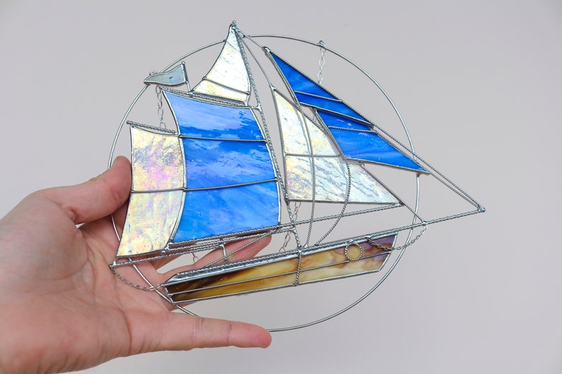 Stained Glass Suncatcher Sailing Ship. Window Wall Decoration. - Etsy