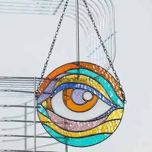Stained Glass Eye Hanging Stained Glass Sun Catcher Modern Suncatcher ...