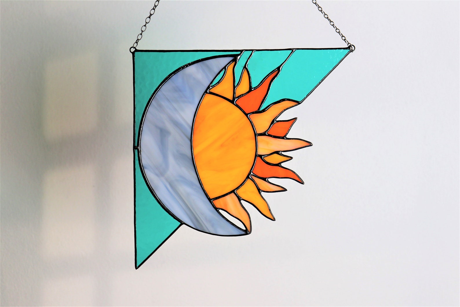 Corner Panel Yellow Sun Moon Suncatcher. Stain Glass Tiffany - Etsy