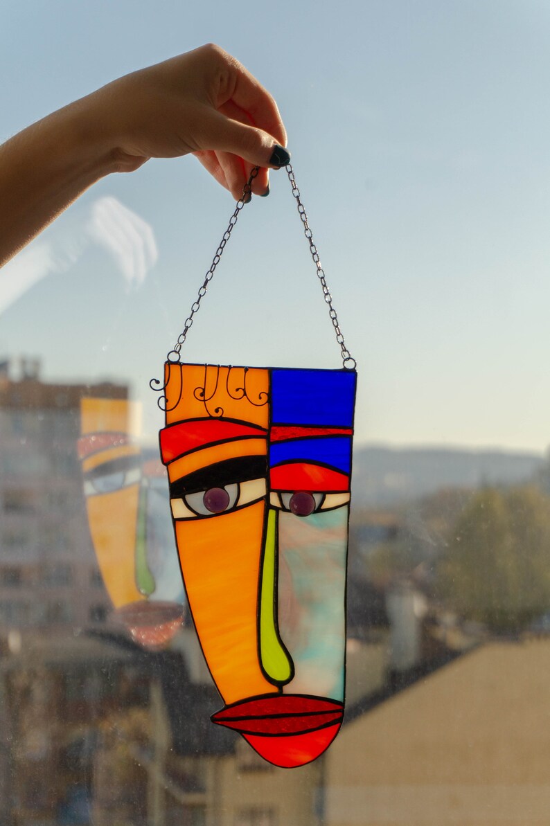 Stain Glass Suncatcher Tiffany Mask Home House Decor Window - Etsy