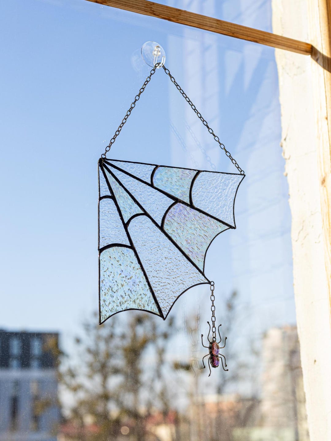 Halloween Stained Glass Spider Web Cobweb Net Suncatcher Home House ...
