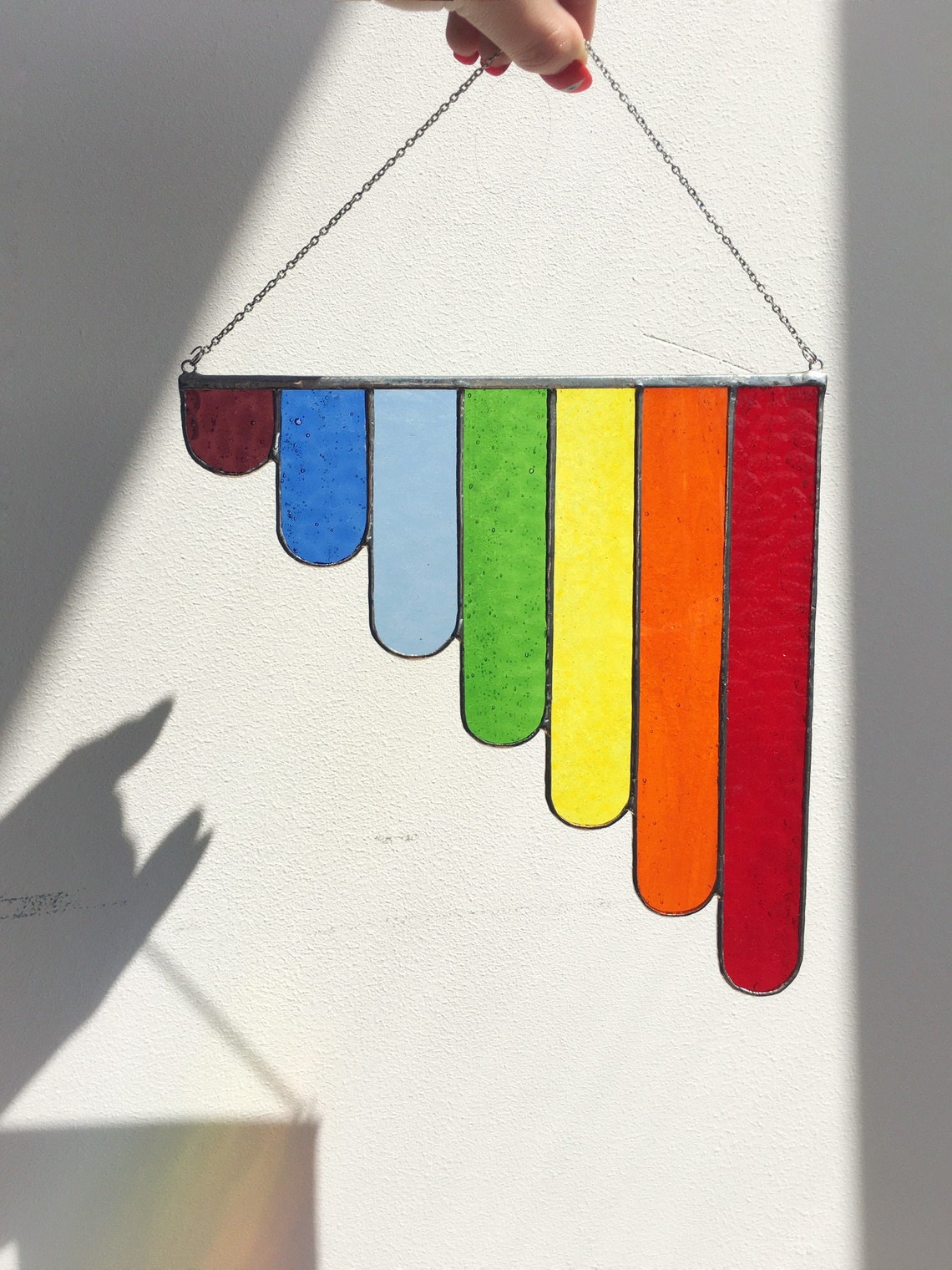 Rainbow Corner Colorful Hanging Panel Suncatcher Ornament | Etsy