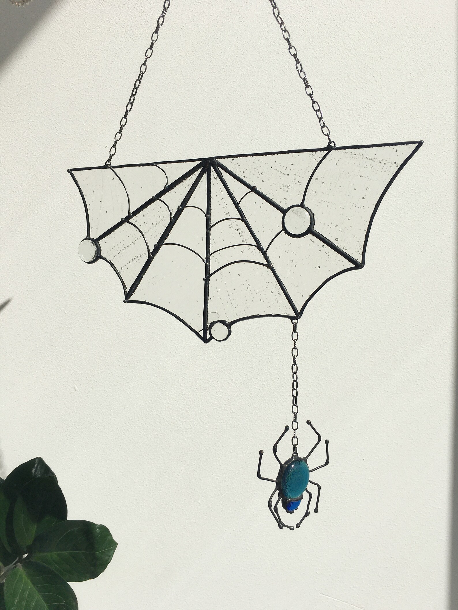 Halloween Stained Glass Spider Web Cobweb Net Suncatcher Panel | Etsy