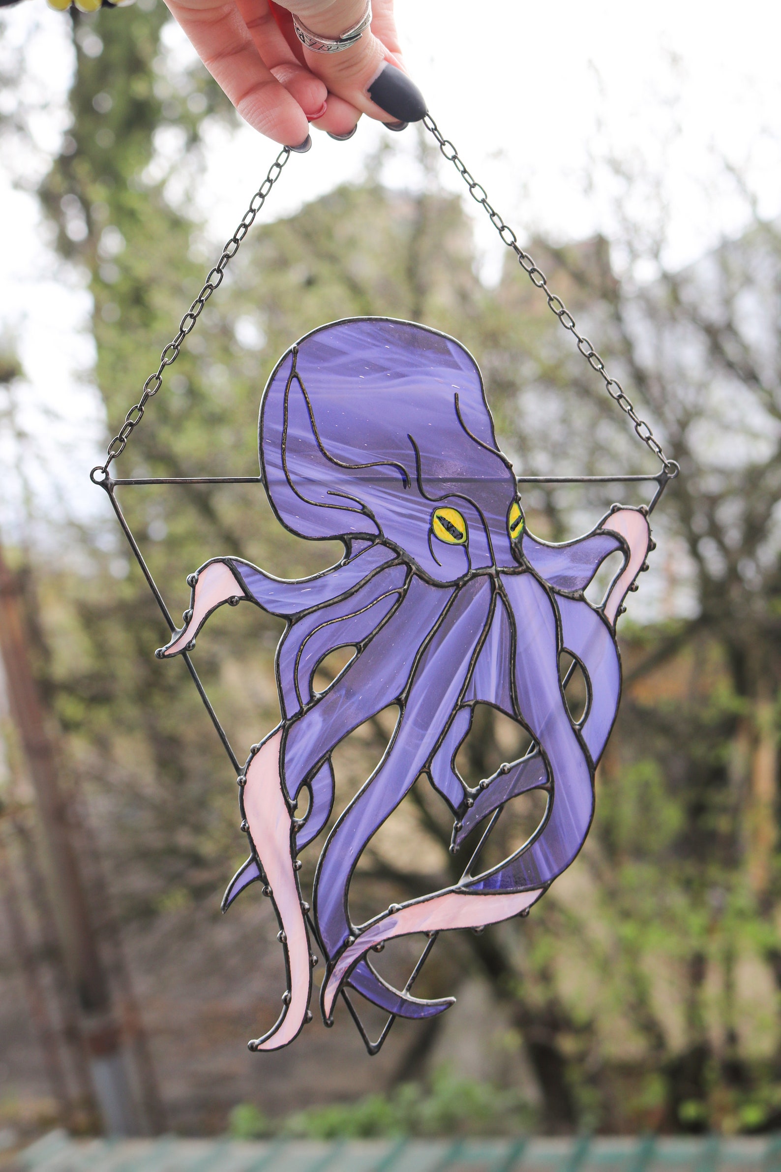 Purple Octopus Stained Glass Suncatcher. House Home Decor. - Etsy