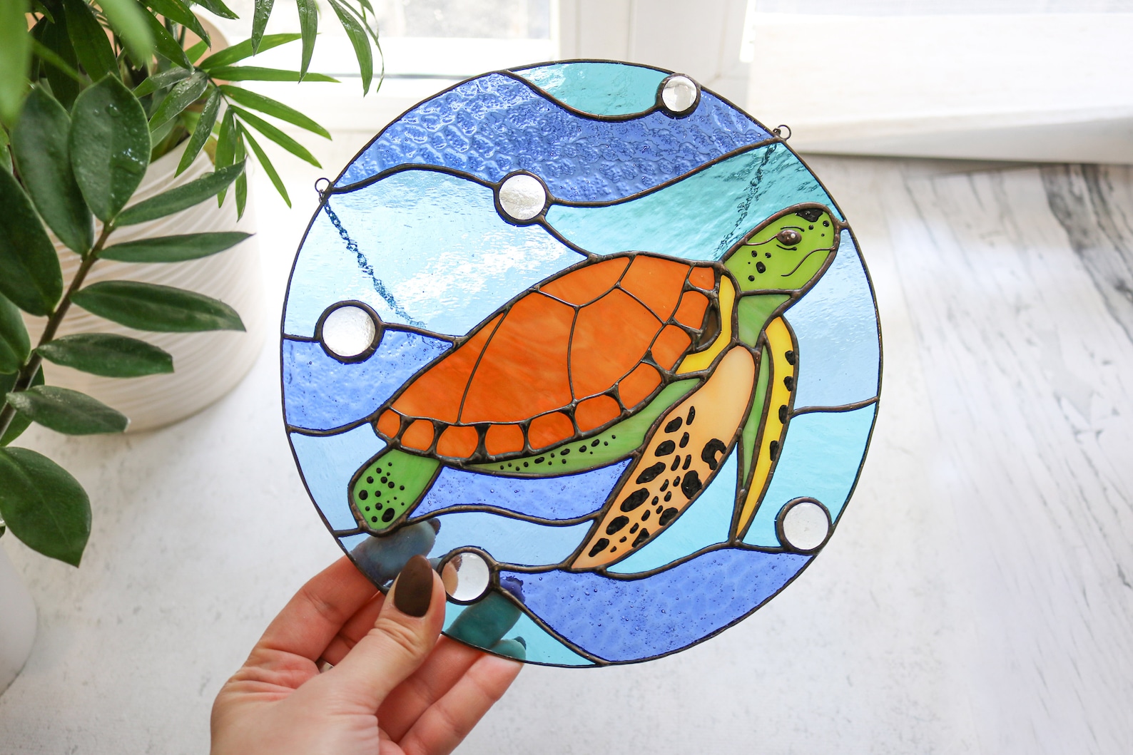 Turtle Suncatcher Stained Glass Decor Home House Window Wall Hangings ...