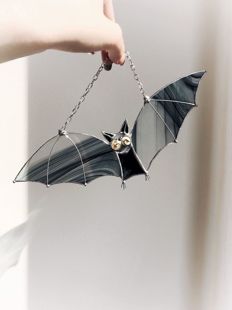 Stained Glass Bat Suncatcher Panel Black Home House Decor - Etsy