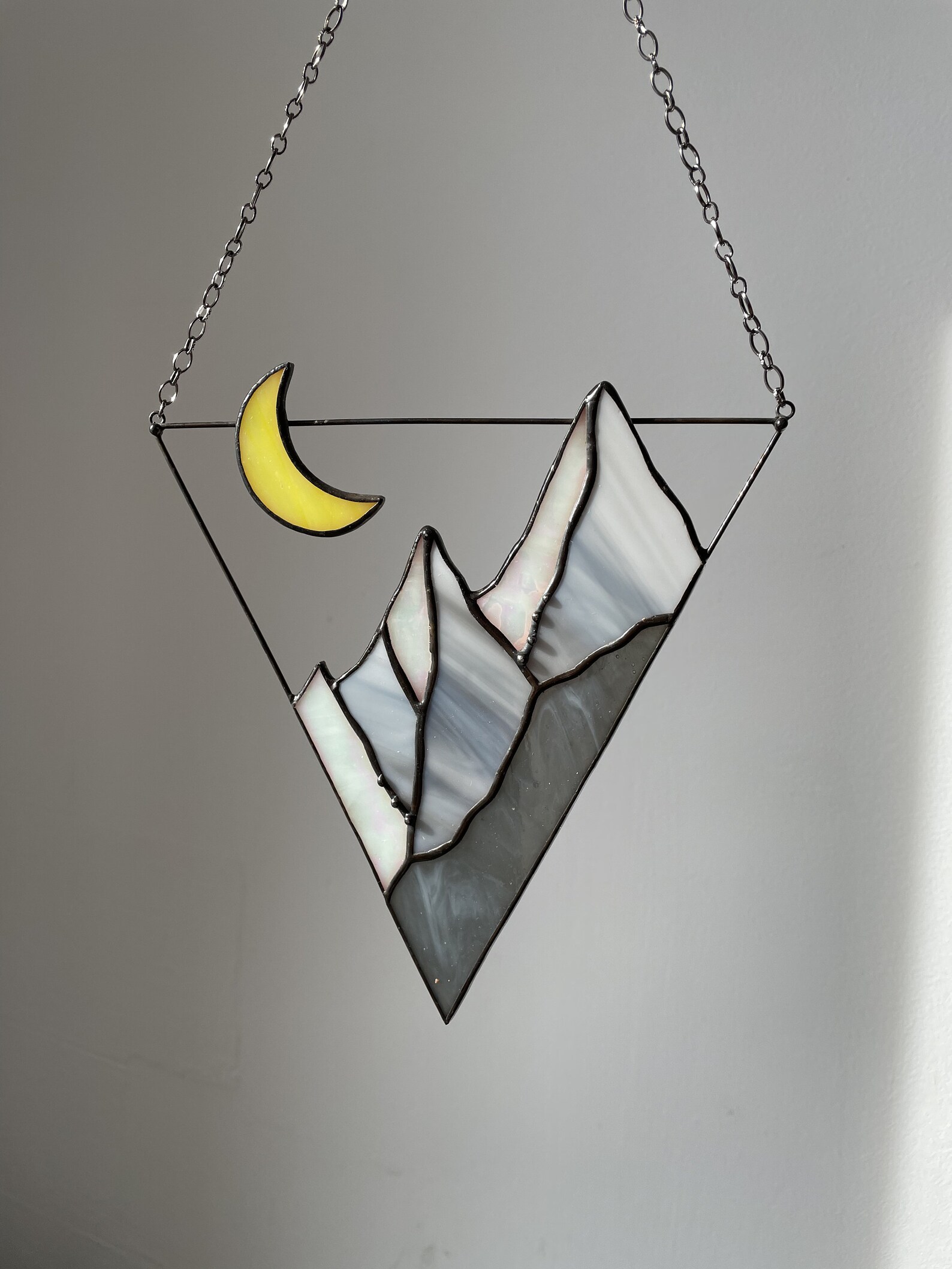 Stained Glass Suncatcher Picture Mountains Hill Landscape Home | Etsy