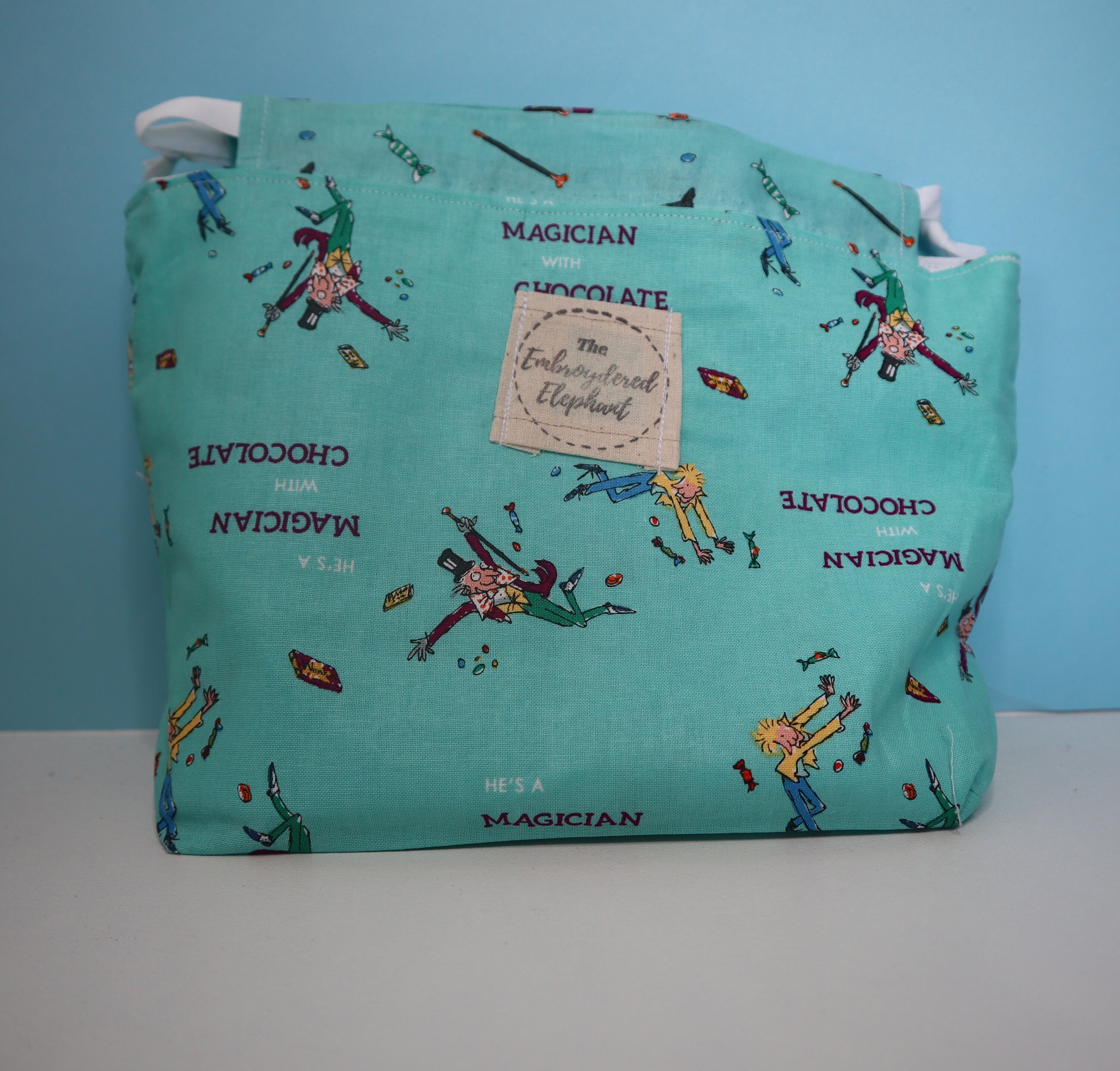 Small Willy Wonka Project Bag Roald Dahl Fabric Drawstring Bag - Etsy