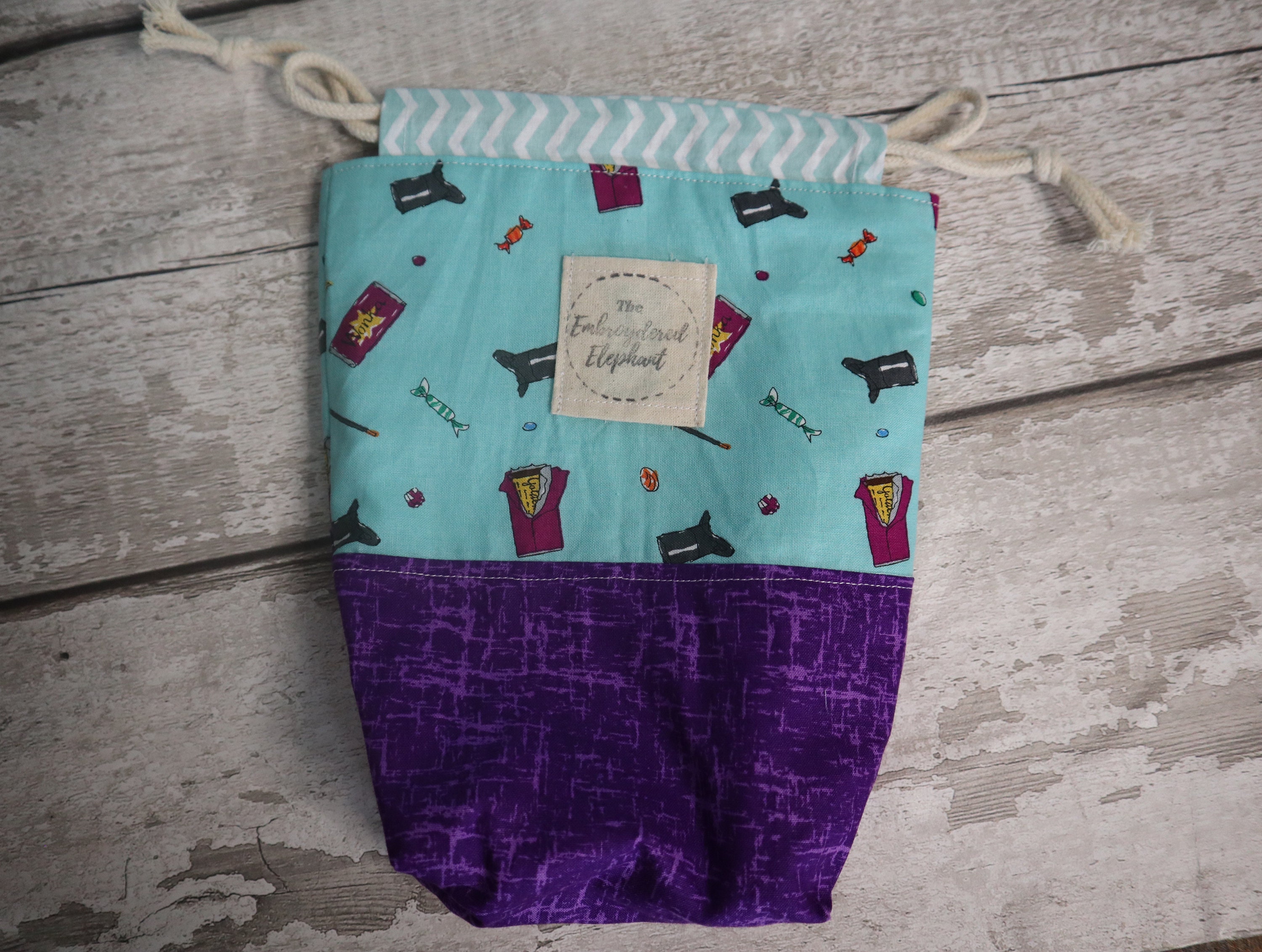 Small Willy Wonka Project Bag Roald Dahl Fabric Drawstring Bag - Etsy