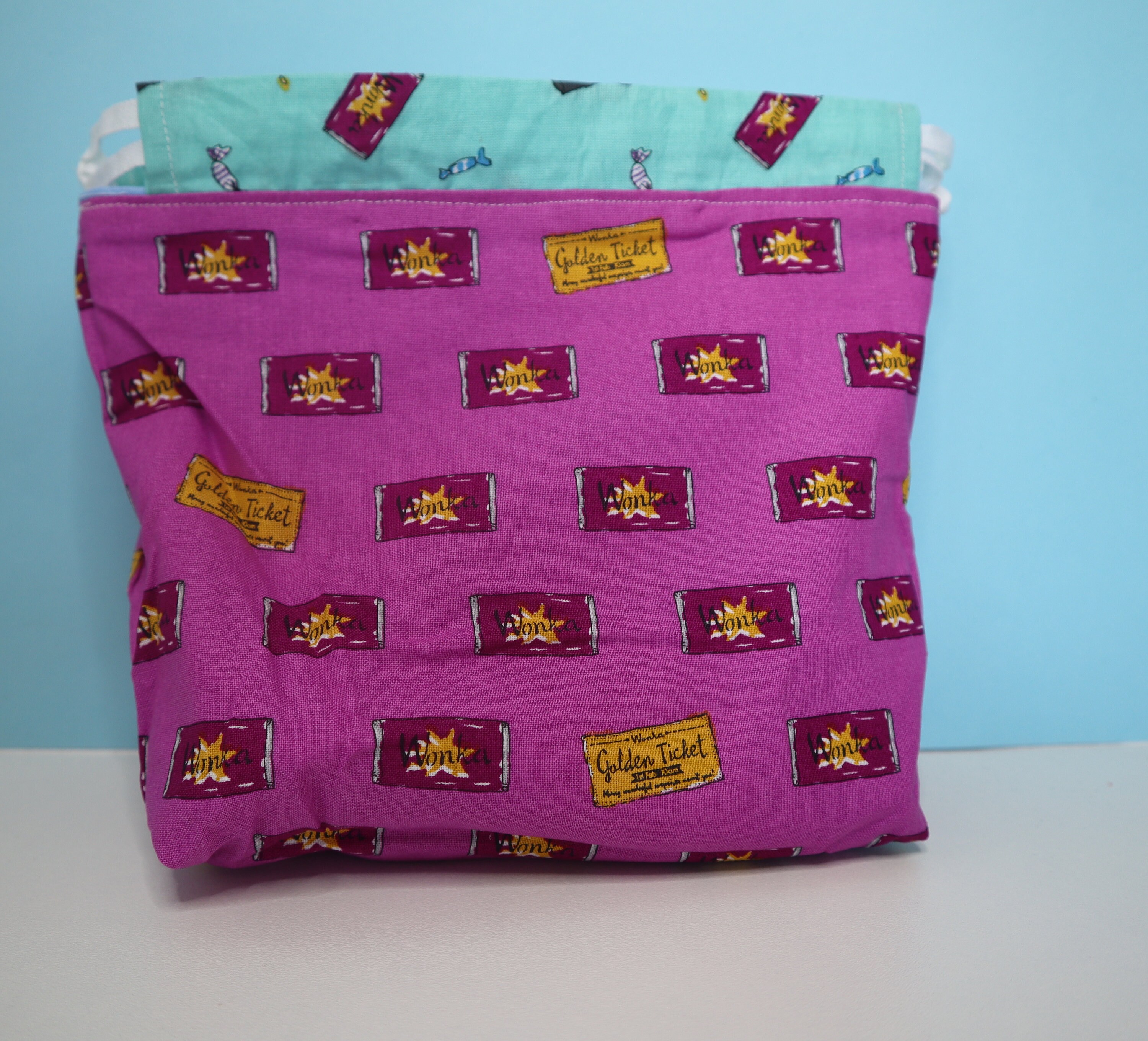 Small Willy Wonka Project Bag Roald Dahl Fabric Drawstring Bag - Etsy
