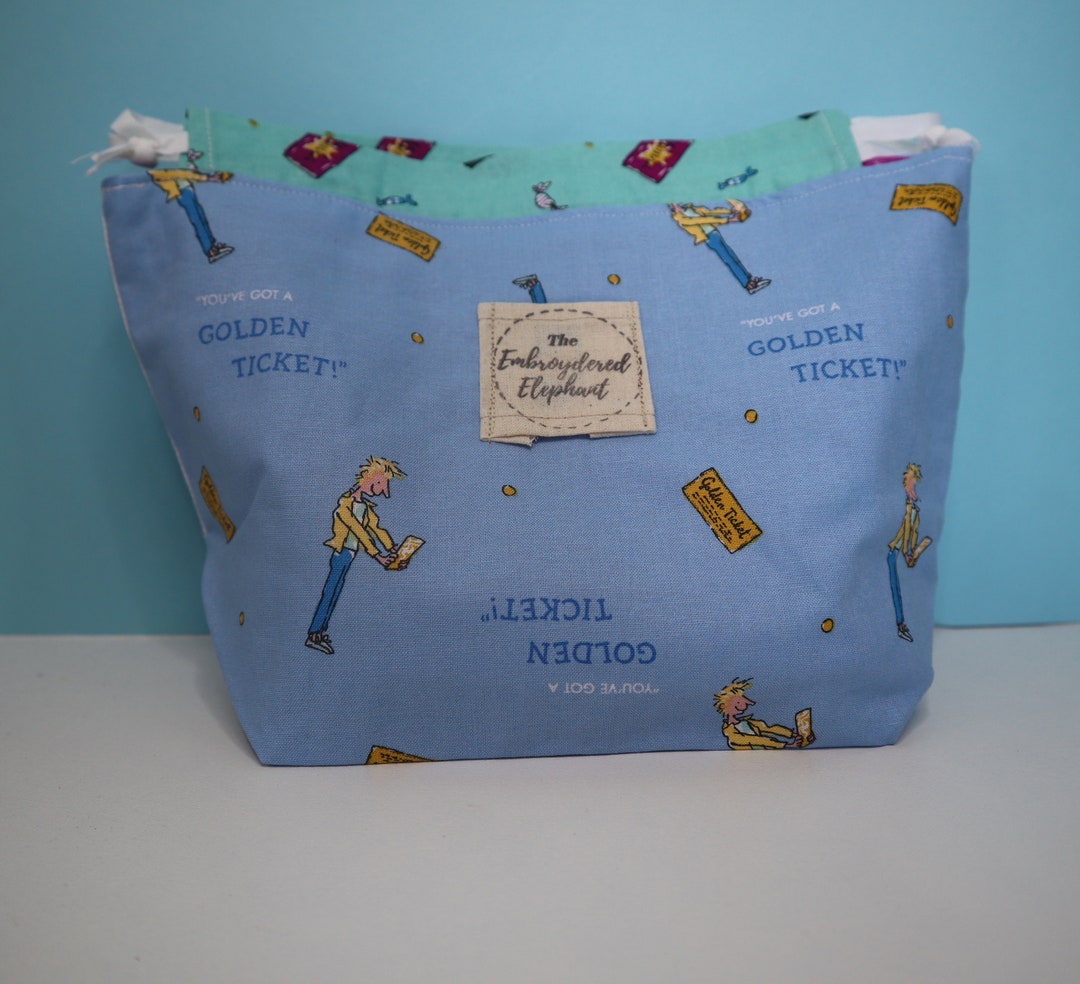 Small Willy Wonka Project Bag Roald Dahl Fabric Drawstring Bag - Etsy