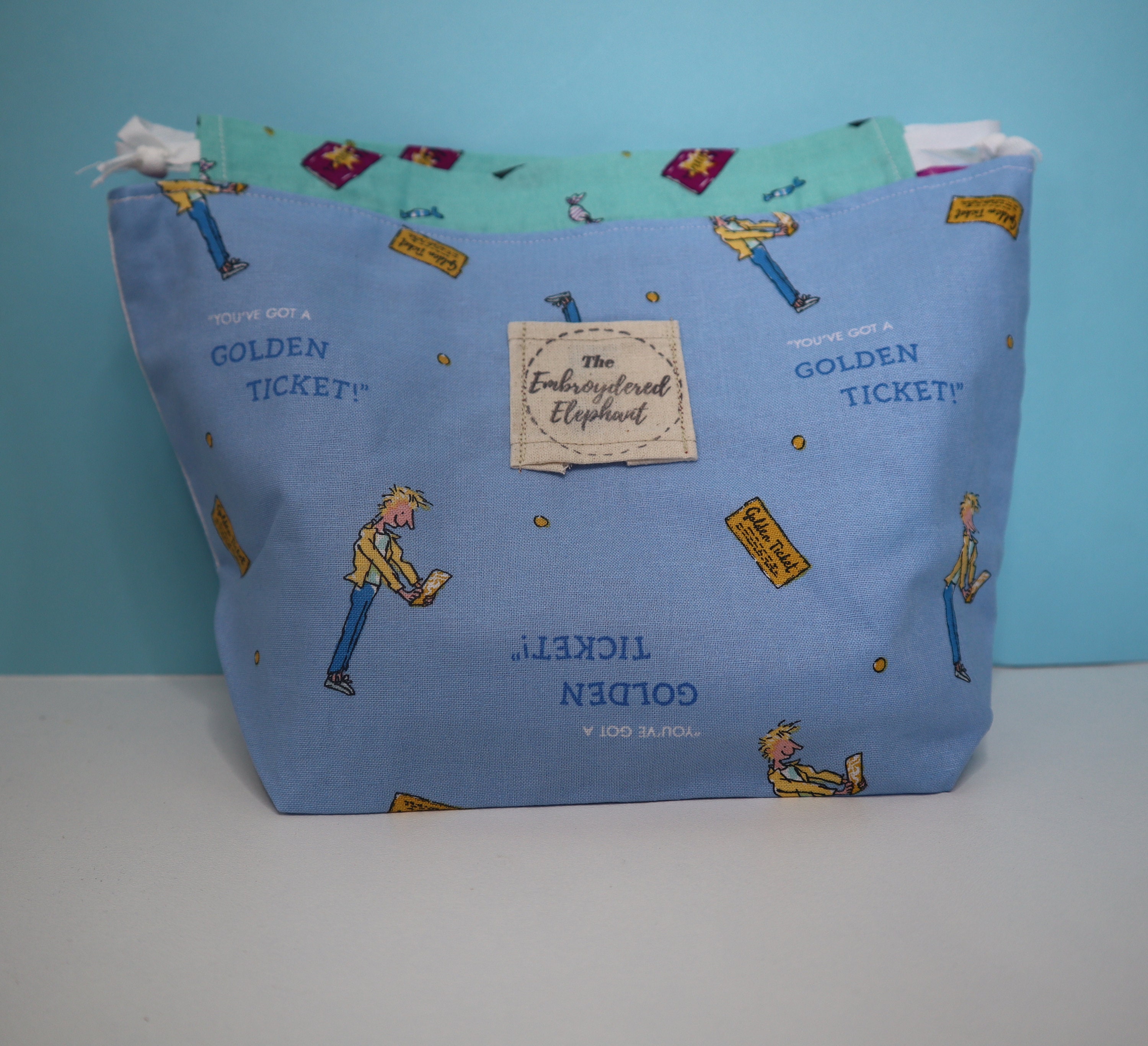 Small Willy Wonka Project Bag Roald Dahl Fabric Drawstring Bag - Etsy