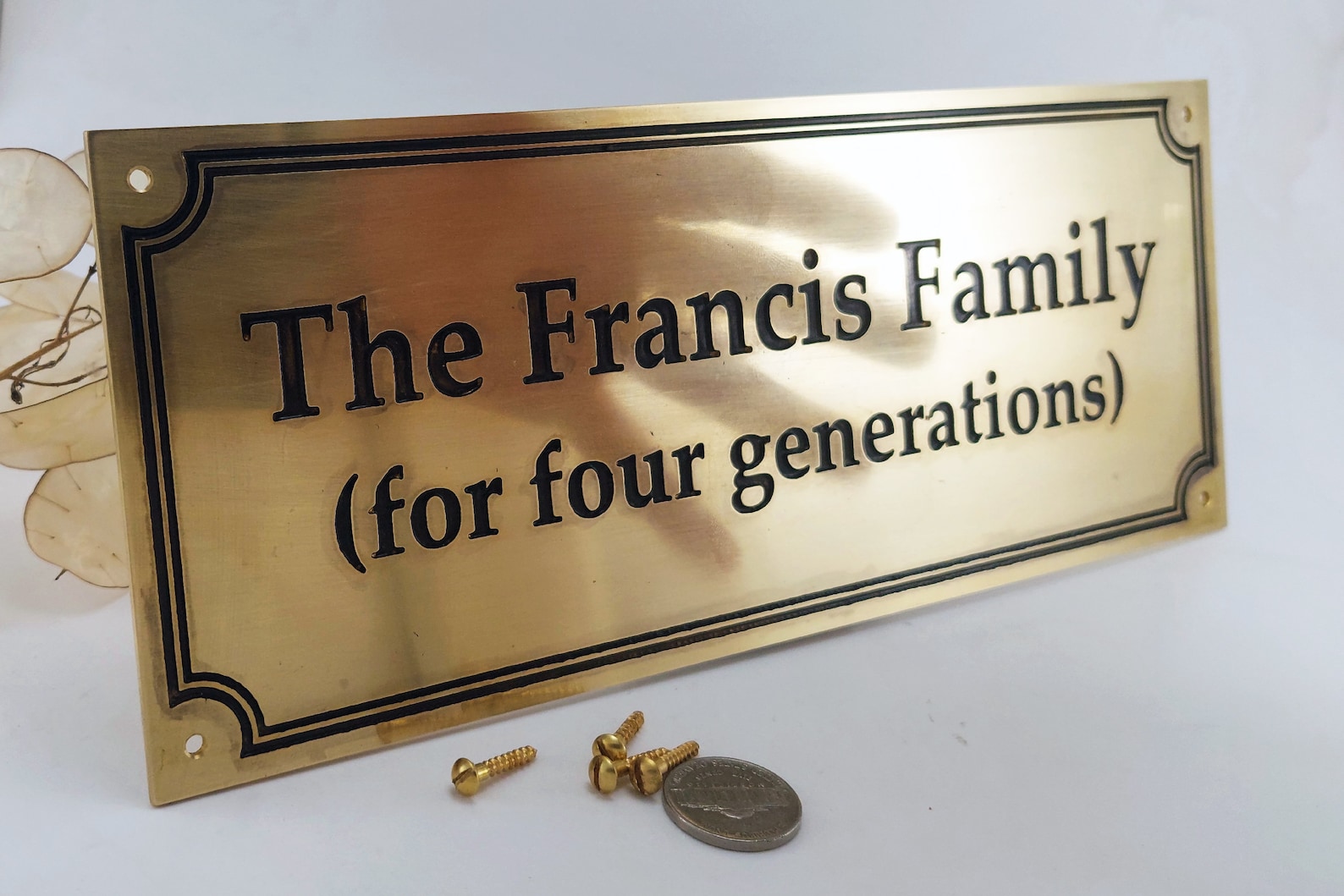 Memorial Nameplate Etched Solid Brass Nameplate 77 - Etsy