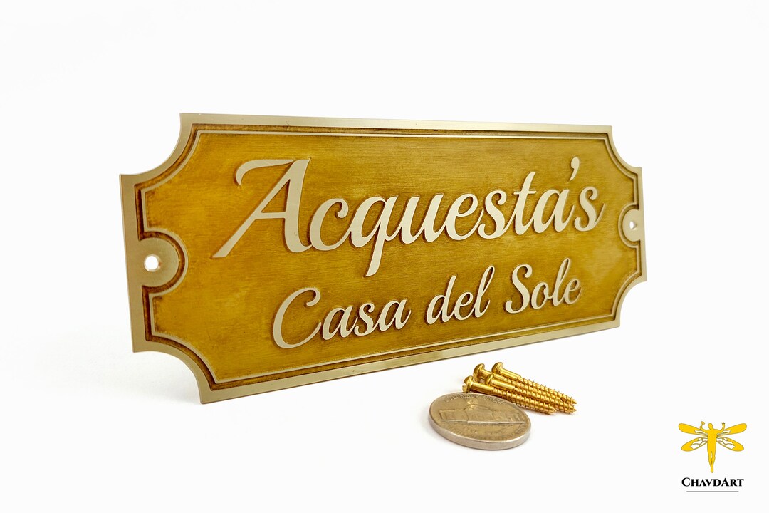 Notched Corners Plaque, Solid Brass Plaque With Brass Screws - Etsy