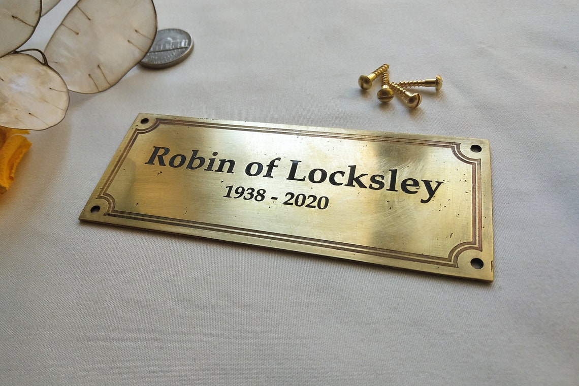 Memorial Nameplate Etched Solid Brass Nameplate 77 - Etsy