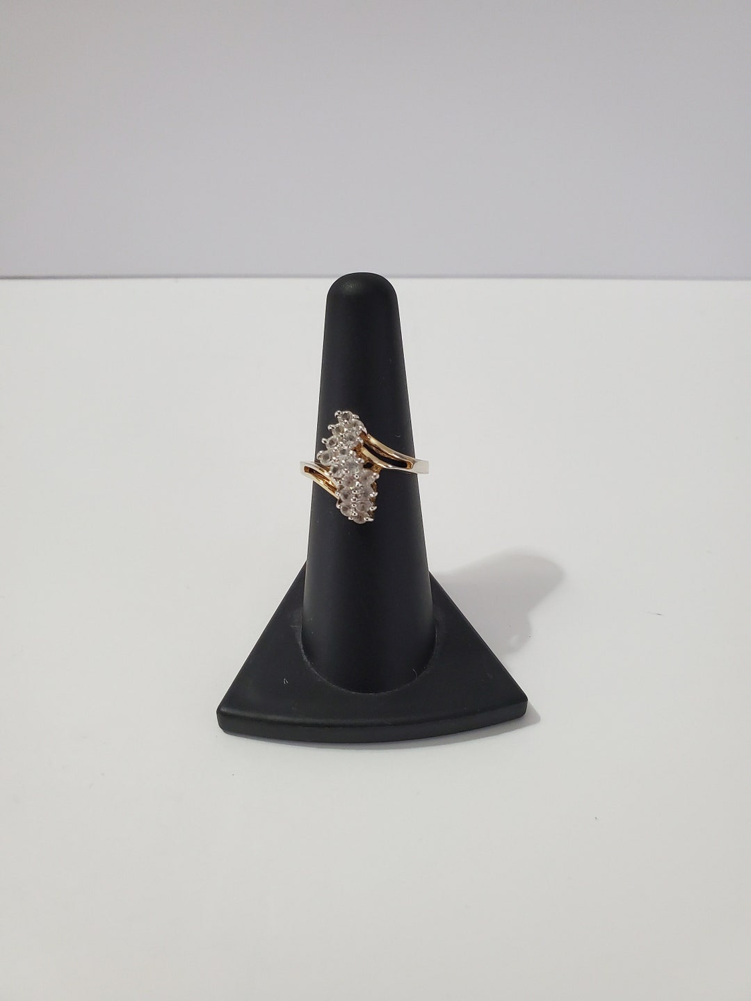 ESPO 14 KT GE Gold Tone Multi White Faux Gemstone Vintage Ring Size 6. ...