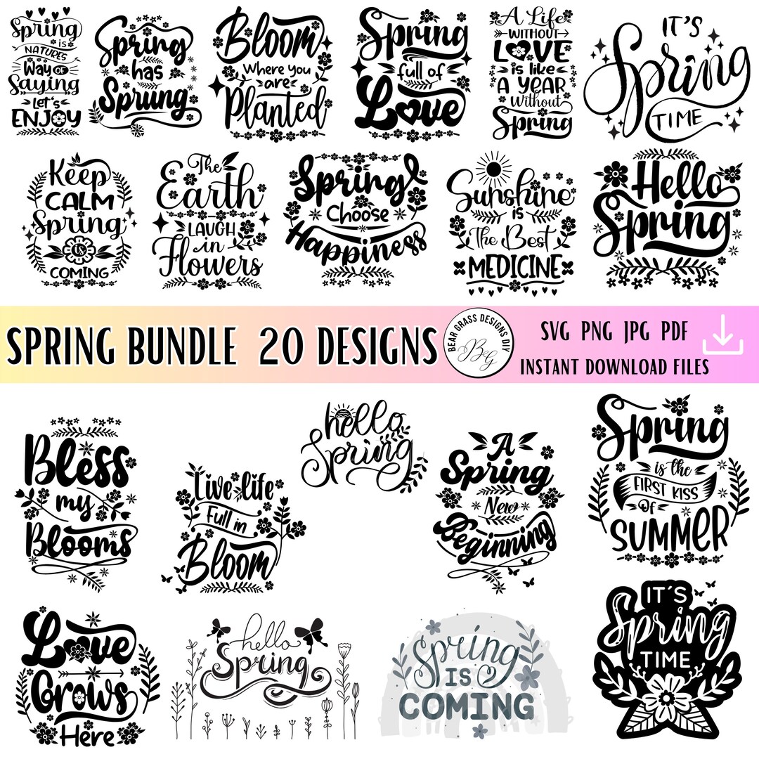 Spring Bliss Bundle SVG PNG Pdf Jpg Instant Download Files Easter ...
