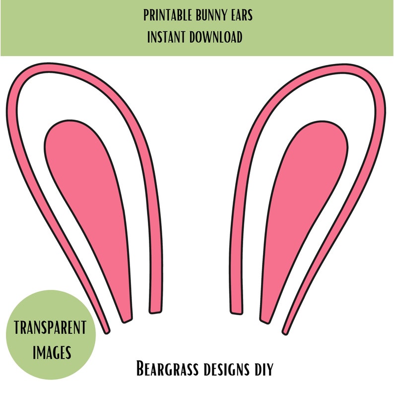 Easter Bunny Ears Transparent Files Instant Downloads SVG PNG Jpg Pdf ...