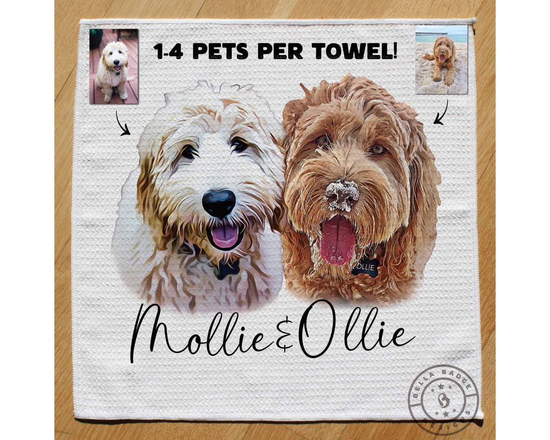 Custom Pet Portrait Towel — Personalized Dog Cat Kitchen Gift - Etsy