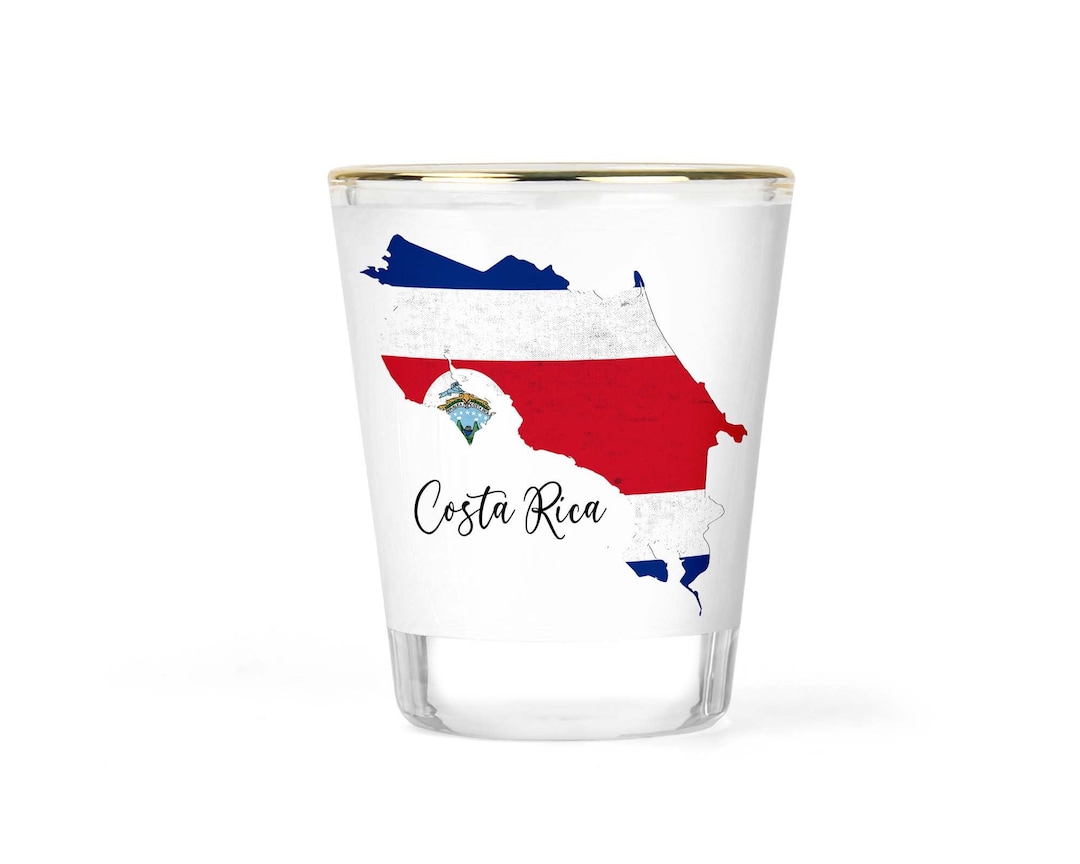 Costa Rica Shot Glass - Costa Rica Flag - Tico Shot Glass - Tica Glass ...