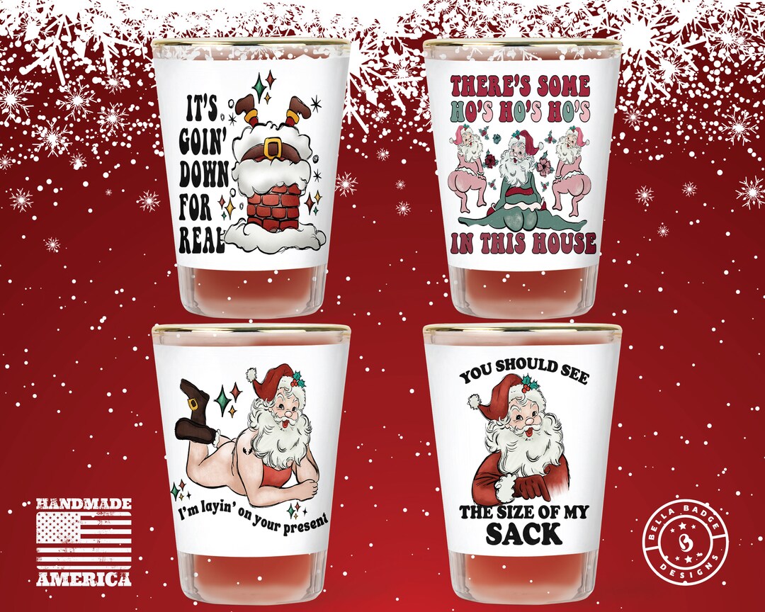 Funny Christmas Shot Glass Set | Xmas Party Favors, Secret Santa Gift ...