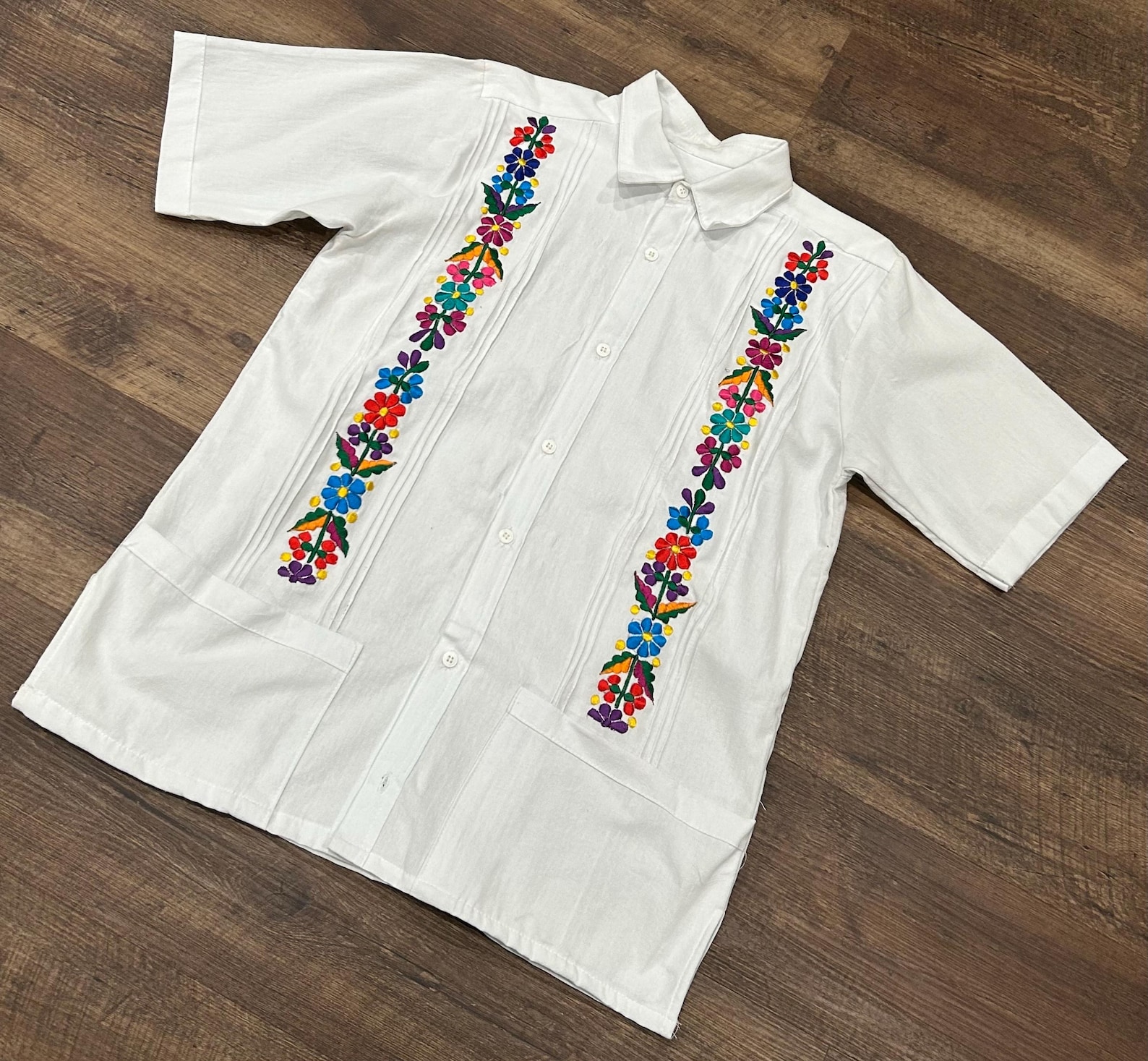 White Guayabera Mexican Embroidered MENS Shirt - Etsy