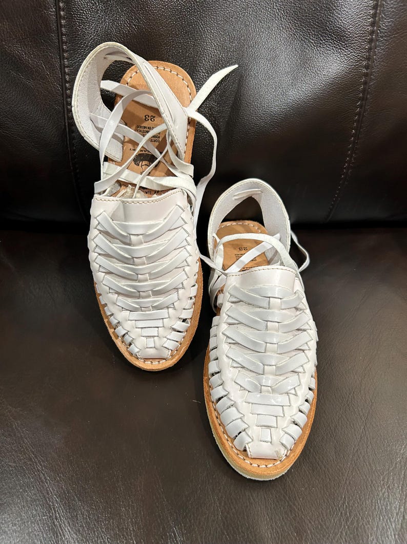 Huarache Sandals - Mexican Style - Colorful Leather - Handmade White ...