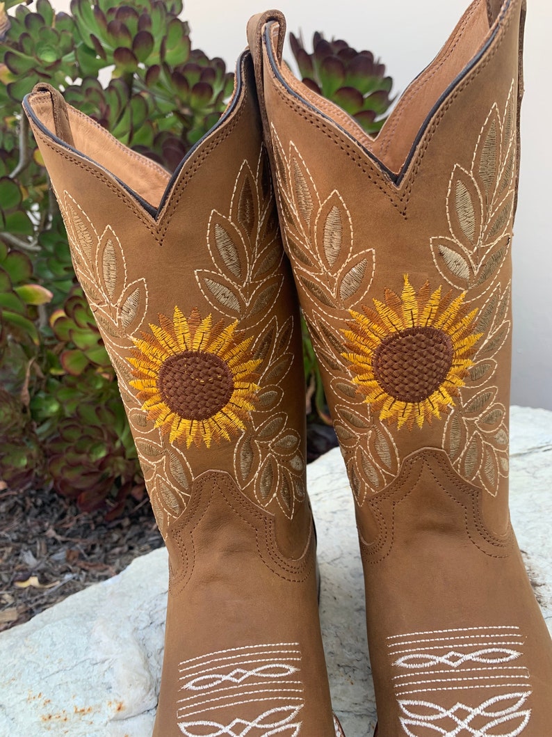 Women Cowgirl Cowboy Boot Western Wear Sunflower - Etsy