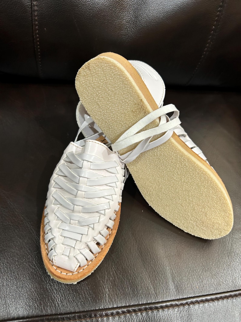 Huarache Sandals - Mexican Style - Colorful Leather - Handmade White ...