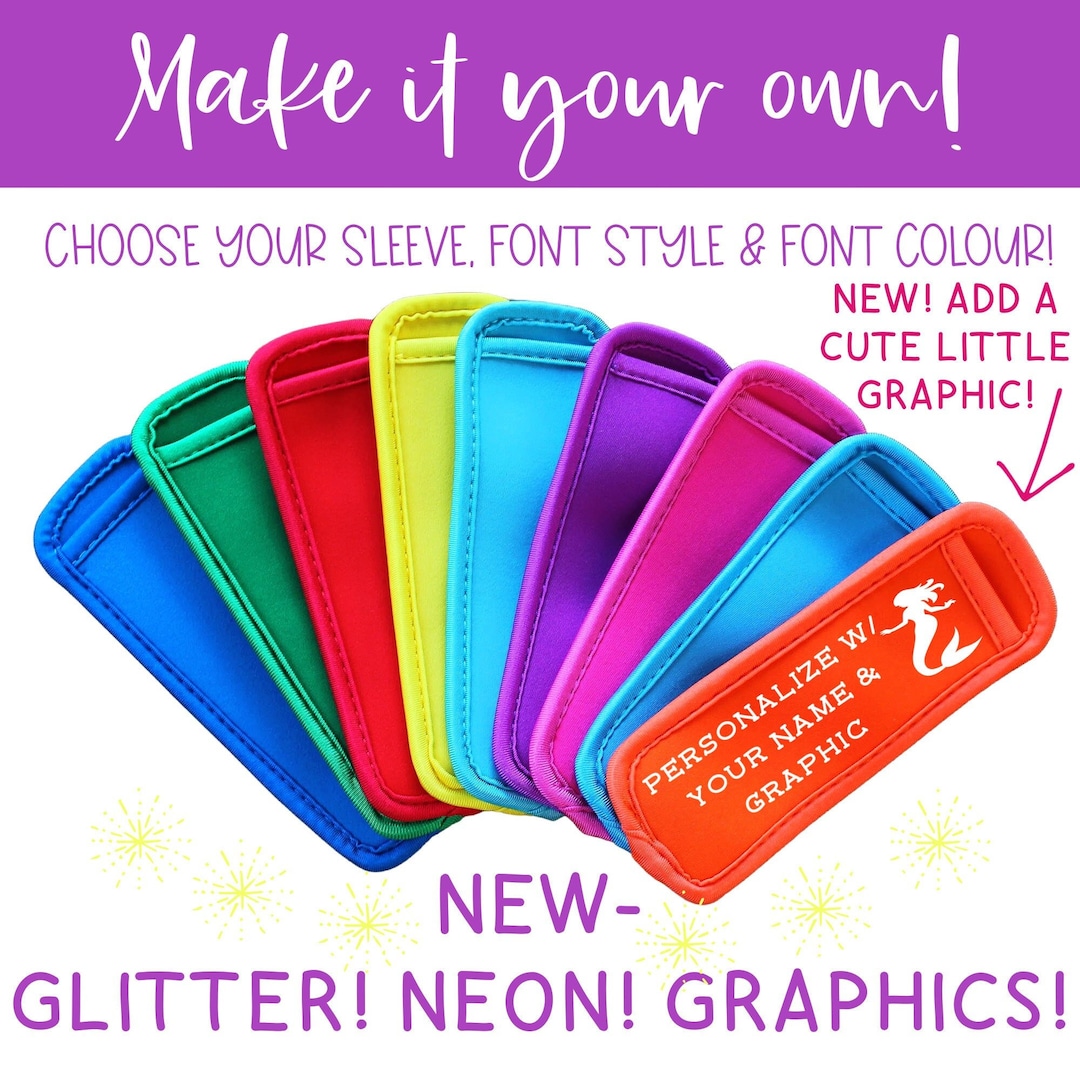 Personalized Freezie Sleeve, Custom Gift for Kids, Freezie Holder ...