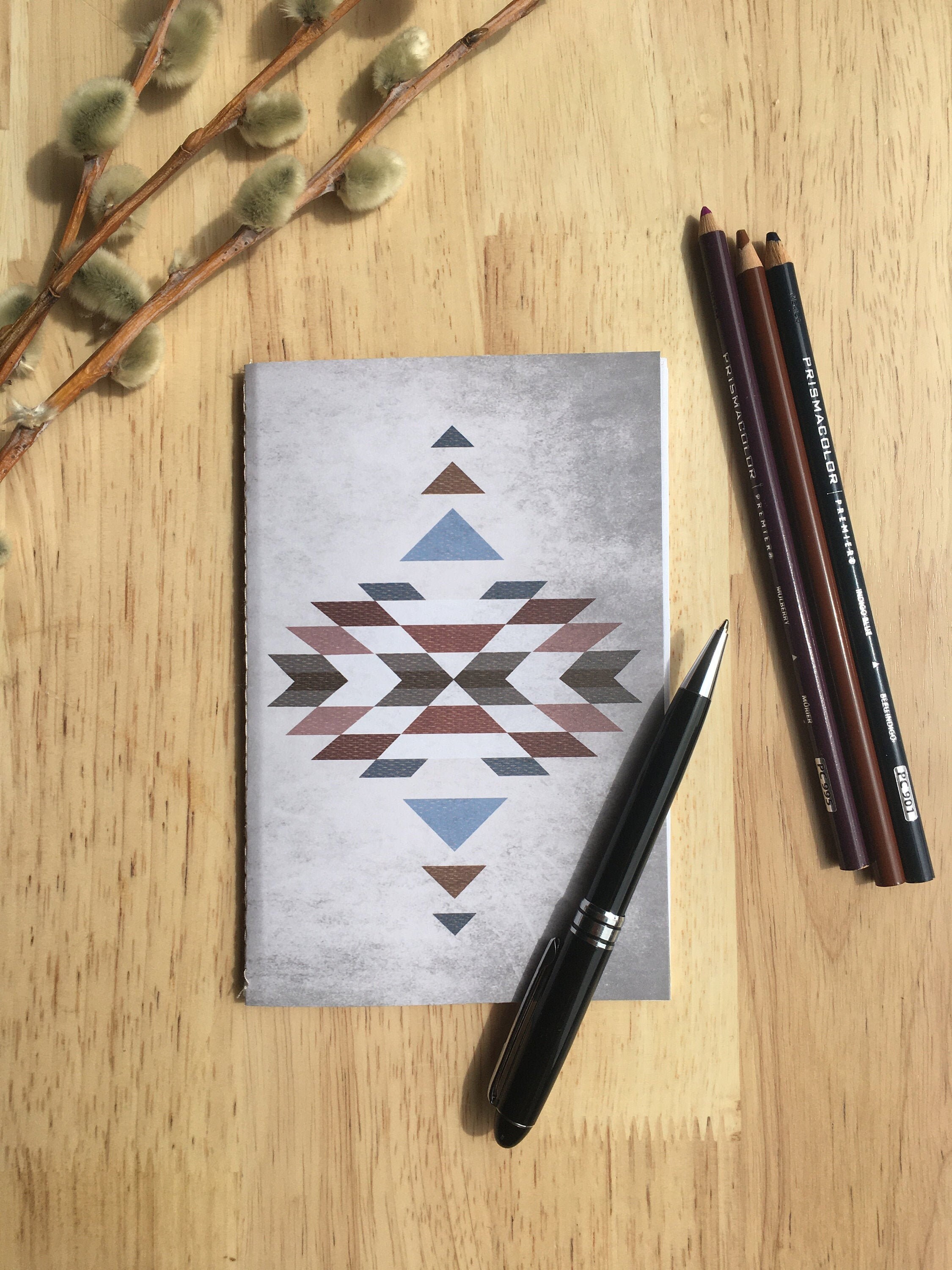 Grey Geometric Pattern:handmade Pocket Journal, Small Notebook ...